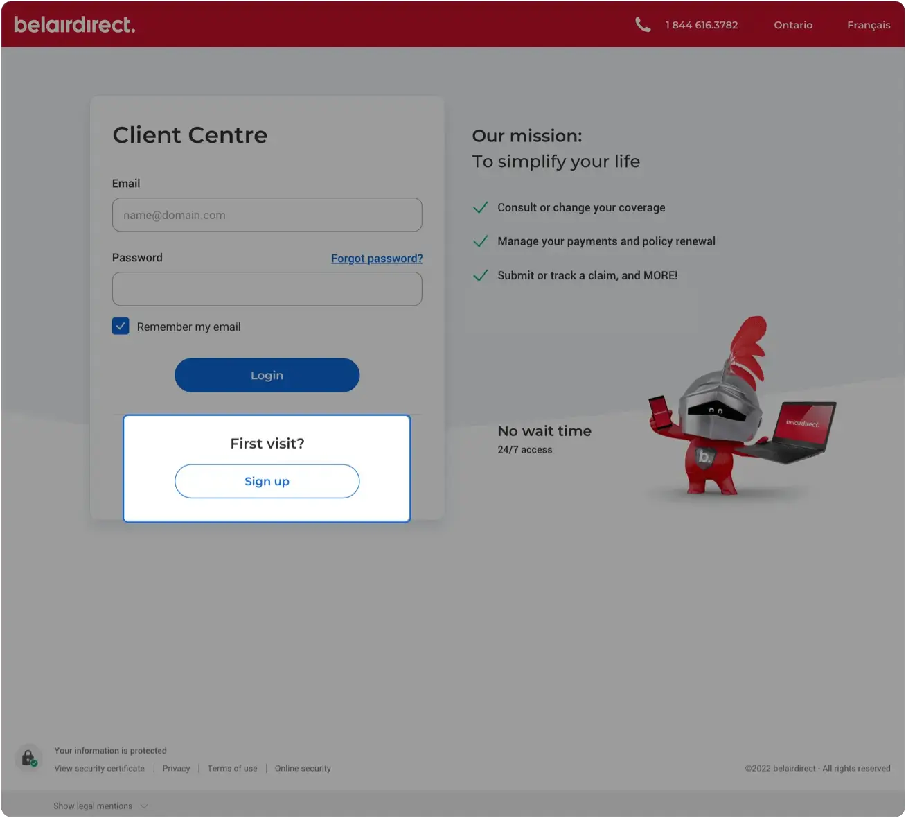 Sign up and log in to the Client Centre | belairdirect