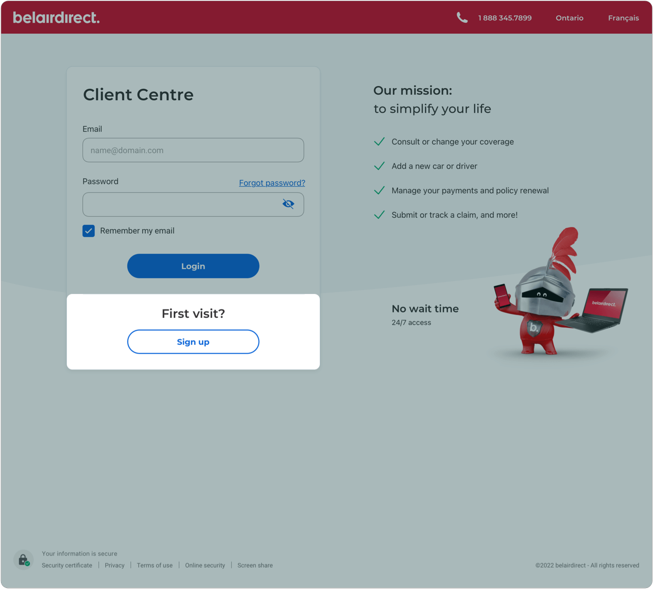 Sign up and log in to the Client Centre | belairdirect